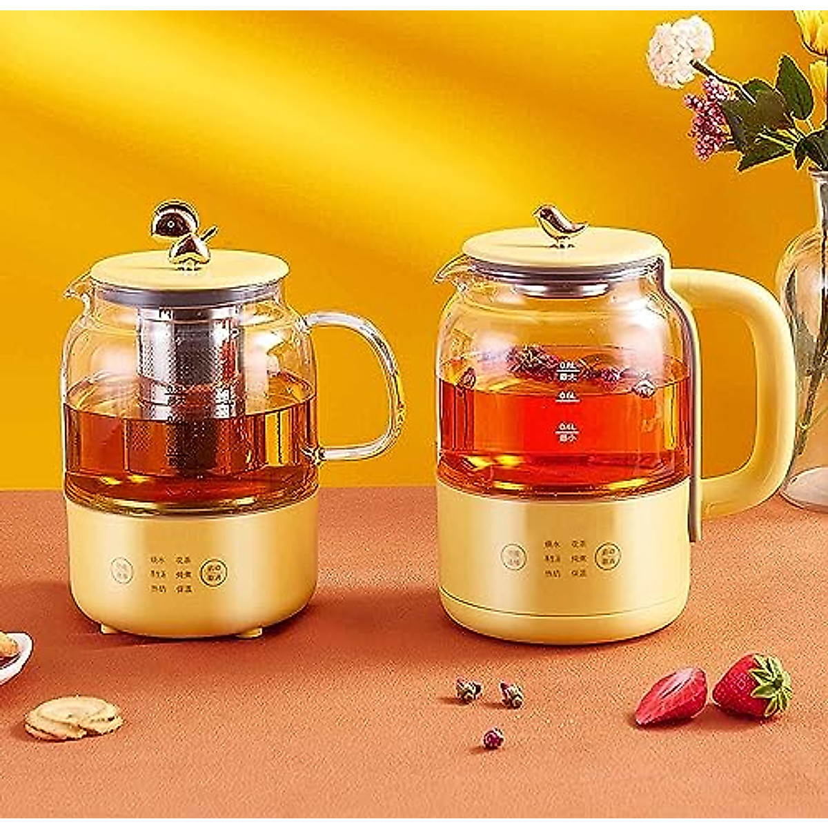 New Health Pot Household Multifunctional Glass Kettle Electric Tea Pot Hot Water Dispensers Electric Kettle Flower Teapot Automatic Electric Stew Bird's Nest Pot 800Ml B,800Ml (Color : A, Size : 800