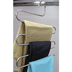 NAHANCO NHMLPH S-Shape Multilayer Metal Space Saving Pant/Scarf Hangers for Closet Organization (5 Layers) -3/Pack
