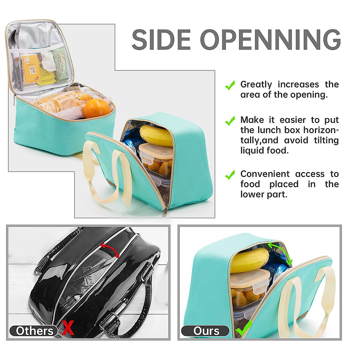 NORTOMY Insulated Lunch Bag for Women Men,Waterproof Cooler Lovely Canvas Lunch Bags for Women,Perfect size Reusable lunch bag for lunch box for Work Picnic