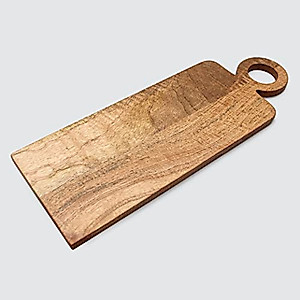 My Savory Table Mango Wood Serving Board With Enamel, Professional and Home Use Cheese Paddle Board With Handle 18 x 7 x 0.5 Inch, Natural
