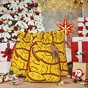 Drawstrings Christmas Gift Bags Baseball-Tennis-Strategy-Pattern Presents Wrapping Bags Xmas Gift Wrapping Sacks Pouches Medium