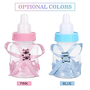 50pcs Cute Feeding Bottle Shape Candy Boxes,3.5 Inch Mini Fillable Bottle,Shower Box Candy Box for Birthday Christening Gift Party Decorations Blue