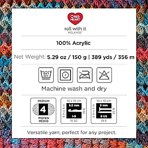 Red Heart Roll with It Melange Show Time Yarn - 3 Pack of 150g/5.3oz - Acrylic - 4 Medium (Worsted) - 389 Yards - Knitting/Crochet