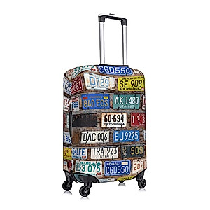 DOINBEE License Plates Suitcase Cover Old Car License Plates on The Wall Luggage Covers for Suitcase Colorful Printed Elastic Luggage Sleeves or Covers Travel Accessories Fit 29-32 Inch Luggage