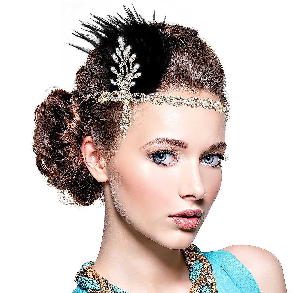 FRCOLOR 1920s Flapper Headband Roaring 20s Headband Crystal Headband Great Hair Accessories for Women