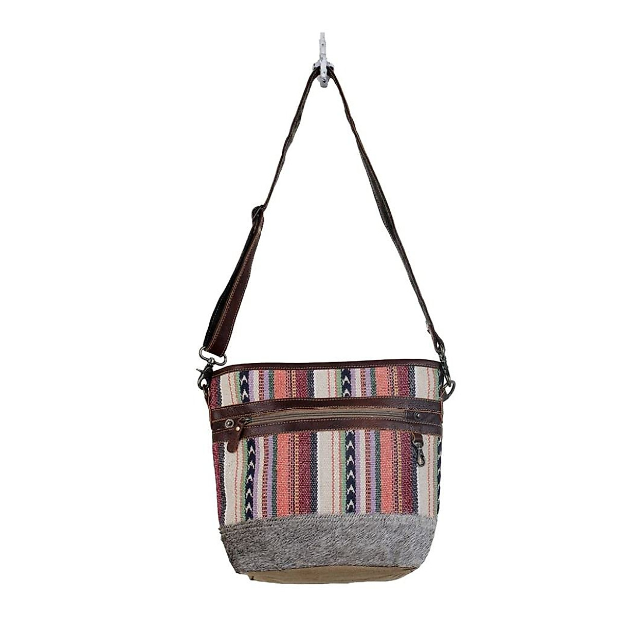 Myra Bag Hues Shoulder Bag Upcycled Cotton & Cowhide Leather S-2865