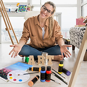 COLORFUL Acrylic Paint Set for Canvas Painting with 36 Colors (60ml, 2oz), 6 Brushes and 1 Palette - Permanent Art Craft Paints Gifts for Kids, Beginners, Adults & Artists - Non-Toxic Painting