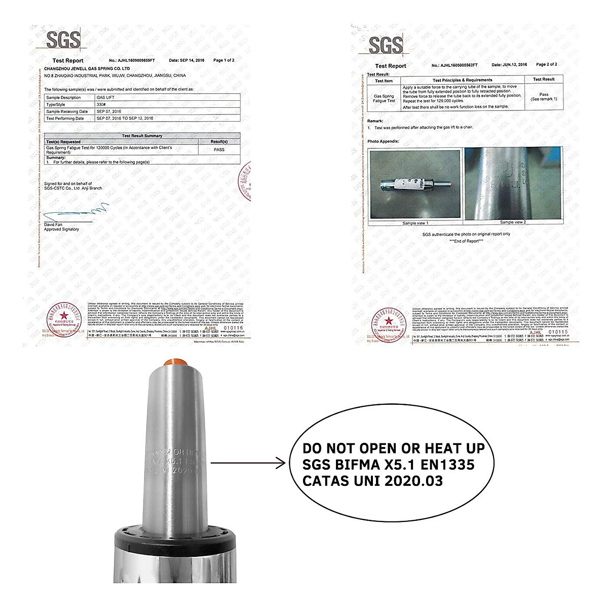 Nazalus Stroke 6.3'' Gas Lift Cylinder Replacement Pneumatic Chair Part Heavy Duty Steel Case Universal Size Height Extension for Office Stool Chair