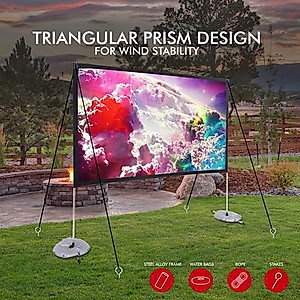 Pyle Projector Screen with Stand - 100" 16:9 HD 4K Portable Lightweight Freestanding Foldable Indoor Outdoor Movie Projection Display with Frame for Home Theater