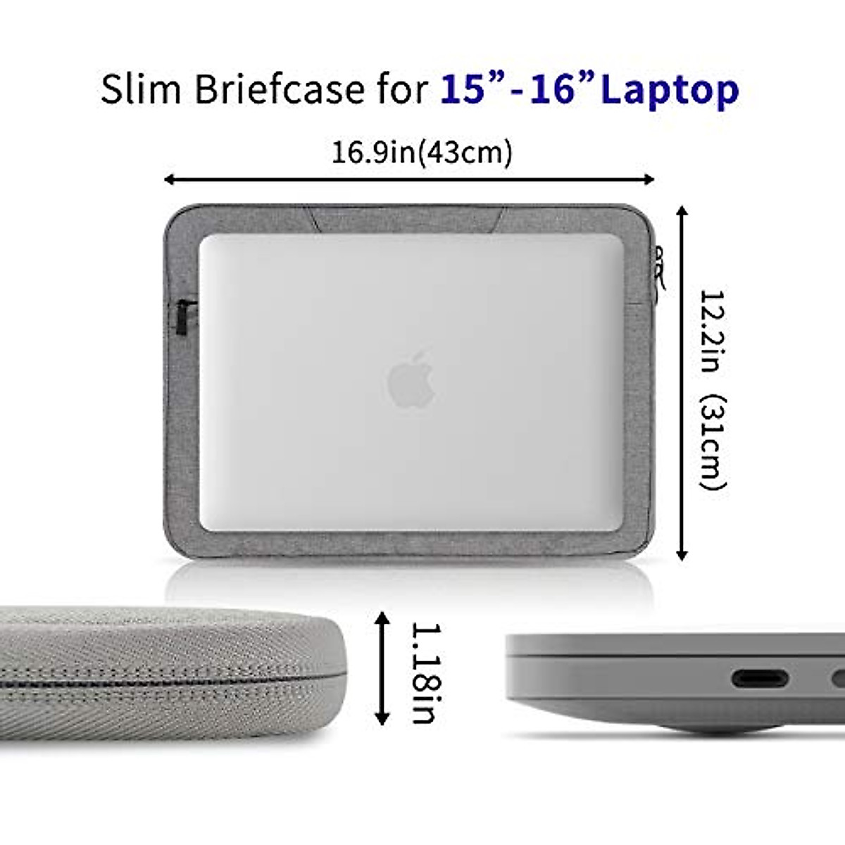 Master Lin Laptop Sleeve Compatible with 15.6 inch MacBook chromebook,Notebook Computer, Polyamide Multifunctional Briefcase Bag, Grey