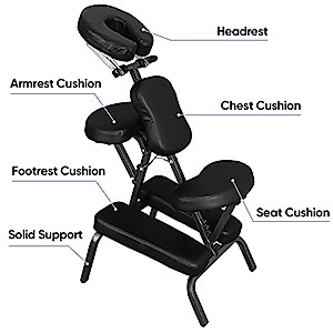 ZENY Massage Chair Portable, Tattoo Chair, 4 in Thick Foam Therapy Chair, Adjustable Spa Salon Folding Massage Chair with Face Cradle for Client, with Carring Bag