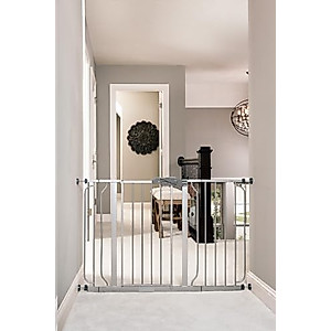 Regalo Easy Step 49-Inch Extra Wide Baby Gate, Includes 4-Inch and 12-Inch Extension Kit, 4 Pack of Pressure Mount Kit and 4 Pack of Wall Mount Kit, Platinum - Total Pack of 1