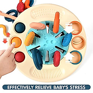 Baby Sensory Toys, Montessori Food Grade Silicone Pull String Activity Toy with Sliding Magic Balls & Simple Bubble for Motor Skills, Baby Toys 12-18 Months, First Birthday Gift for Boys Girls.