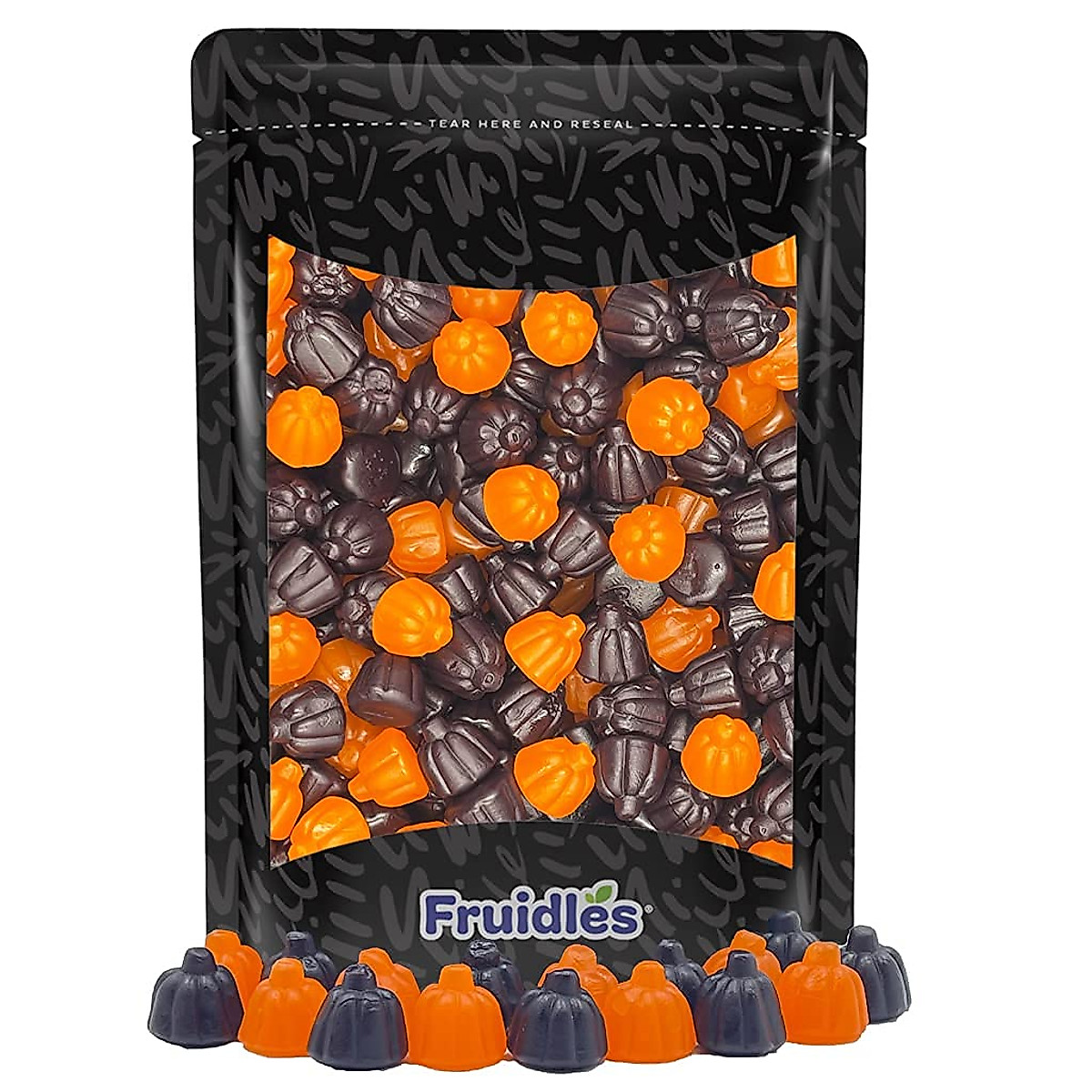 Fruidles Halloween JuJu Jelly Pumpkins, Delicious Gummy Candy, Gluten-Free, Fun and Festive Holiday Snacking, Party Favor (Half-Pound