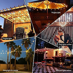 Skeerei Outdoor String Lights Waterproof Patio Lights 200FT with 100+4 Shatterproof G40 LED Edison Lights,Outdoor Hanging Lights for Party Backyard Gazebo Pegola Cafe, 2Pack x 100ft