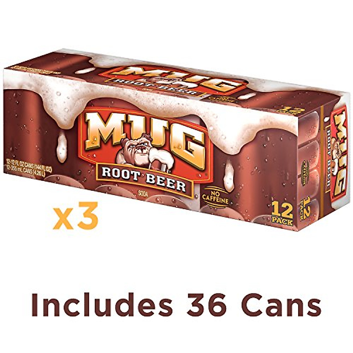 Mug Root Beer Soda, Fridge Pack Bundle, 12 fl oz, 36 Cans