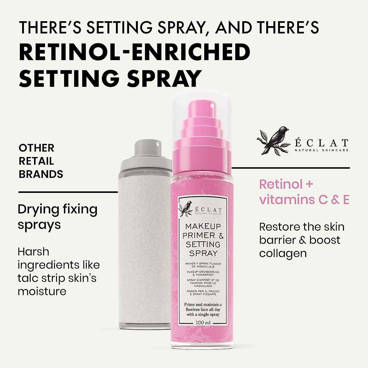 Makeup Setting Spray & Primer, Long Lasting Setting Spray Makeup & Primer Face Makeup for Matte Finish & Oil Control, Hydrating & Brightening Makeup Setting Spray for Face, Setting Spray Makeup