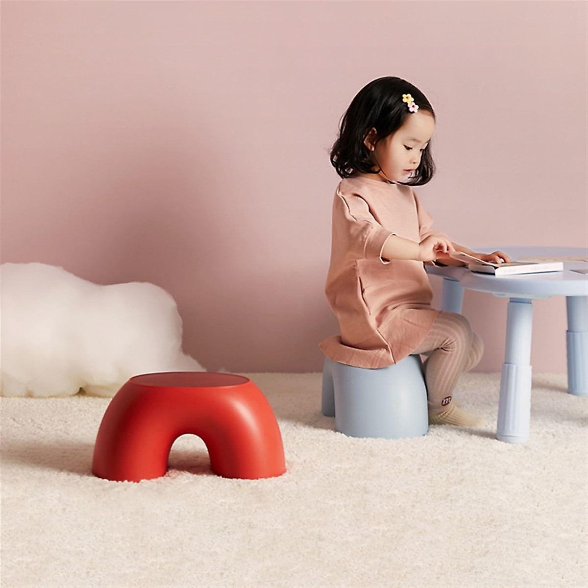 GeRRiT Rainbow Stool,Simple Small Bench,Home Sleek and Comfortable Stool,Non-Slip and Durable Shoe Changing Stool (Color : Blue, Size : 7.5x14x7.2inch)