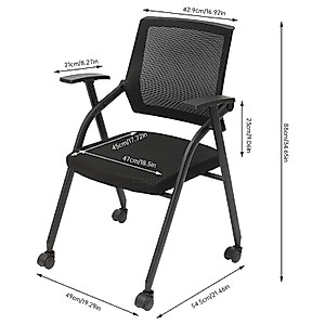 DUTTIETY Conference Room Chairs Stackable Foldable with Armrest and Mesh Bouncing Cushion for Office Meetings Conference Chair 8/6 pcs (8)