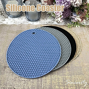 4 Pieces Silicone Trivet Mats, Hot Pot Holders, Kitchen Tools, Heat Resistant Non Slip Durable Pads for Hot Dishes Bowls, Jar Opener, Easy to Wash and Dry Hot Pan Cushions (Beige)