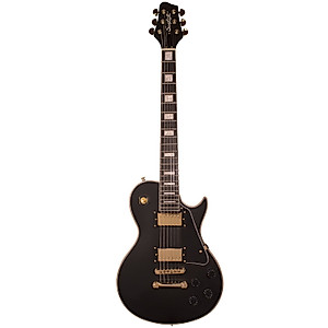 Sawtooth Heritage Series Maple Top Electric Guitar, Satin Black