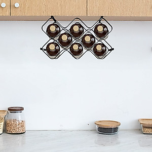 Wine Racks Countertop Metal Lattice Freestanding10 Bottle Could be Wall Mounted Wine Holder Free Standing Tabletop Storage Wine Bottle Small Stand for Home Kitchen Bar Cabinets black