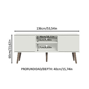 Madesa TV Stand Console with 2 Doors and 2 Shelves with Cable Management for 50, 55 Inch Media Storage Media Console Office Entertainment Center Wooden Television Cabinet - White