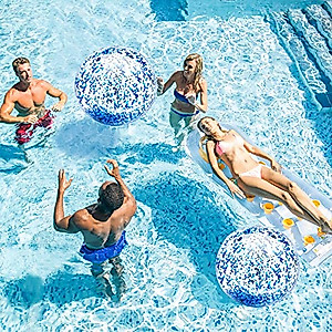 TURNMEON 5 Pack Sequins Beach Ball Jumbo Pool Toys Balls Giant Confetti Glitters Inflatable Clear Beach Ball Swimming Pool Water Beach Toys Outdoor Summer Party Favors for Kids Adults