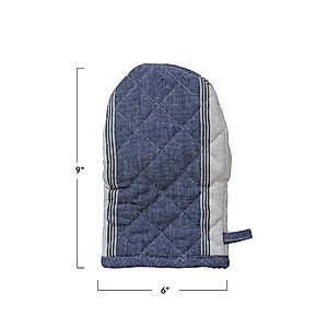 Creative Co-Op Cotton Stripes, Navy and White Oven Mitt, Blue