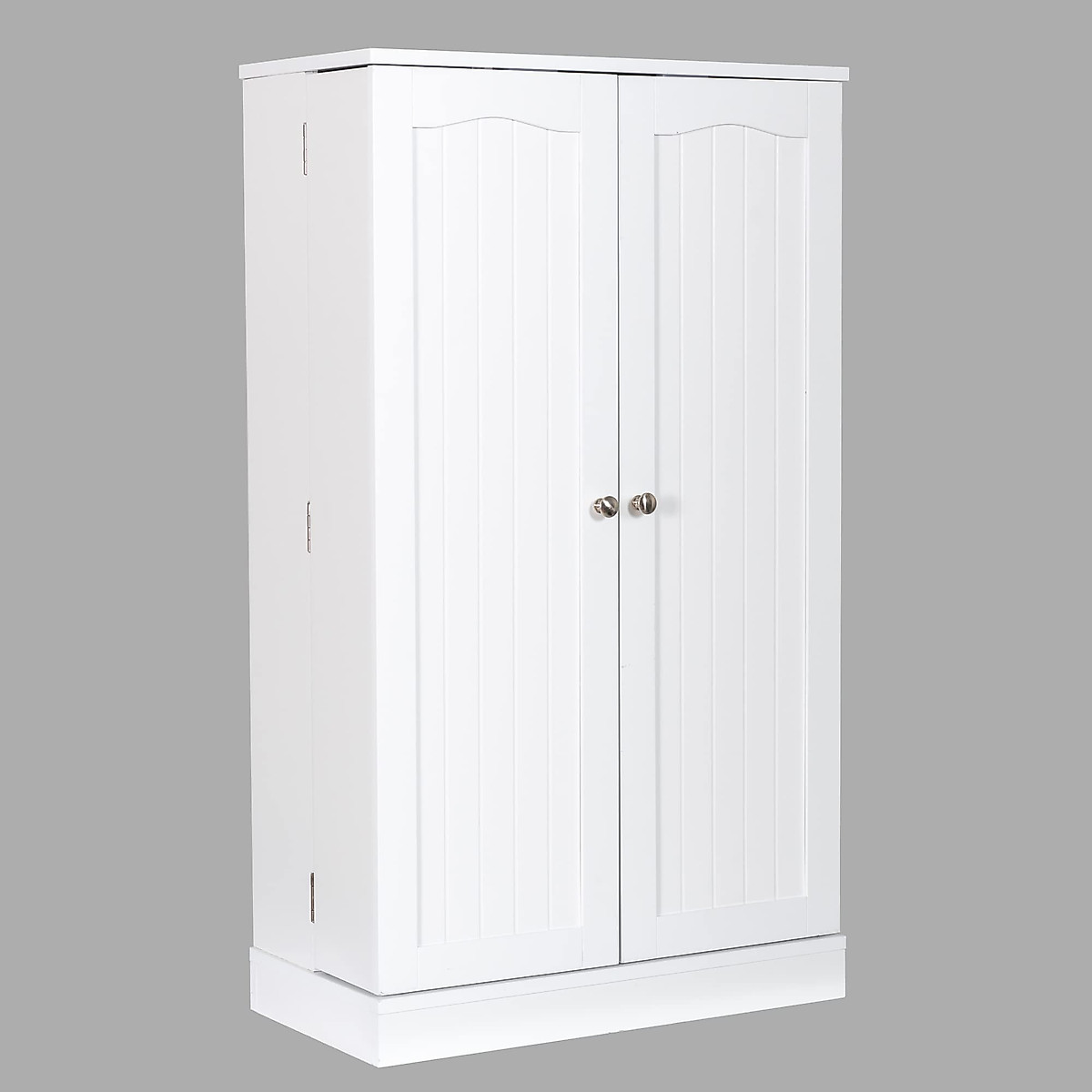 LOKO White Pantry Cabinet, Multifunctional Floor Storage Cabinet with Adjustable Shelves and Anti-toppling Device, Compact Kitchen Cupboard with Double Doors, 23 x 12 x 41 inches