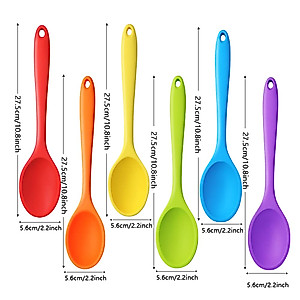 GothaBach 6 Pack 10.8'' Large Silicone Spoons, Heat Resistant Silicone Basting Spoons, Non-Stick Serving Spoon for Mixing, Buttering and Tasting