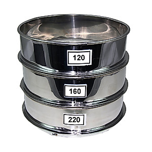 E-ONSALE Aluminum Herbal Pollen Set of 3 Screen Size Stackable Sifter 120, 160, 220 Micron Hash Extractor Sifter Shaker (120M + 160M +220M)