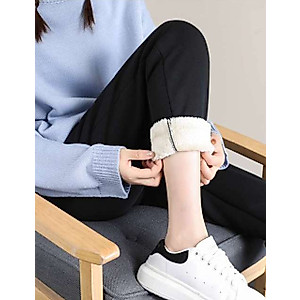 Yeokou Women's Warm Sherpa Lined Athletic Sweatpants Jogger Fleece Pants (Small, Black001)