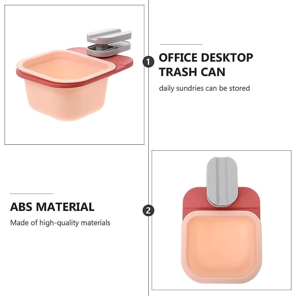 VOSAREA Table Mount Trash Can Mini Desk Hanging Trash Bin Tiny Waste Bin Makeup Pad Garbage Holder for Coffee Vanity Table Kitchen Pink