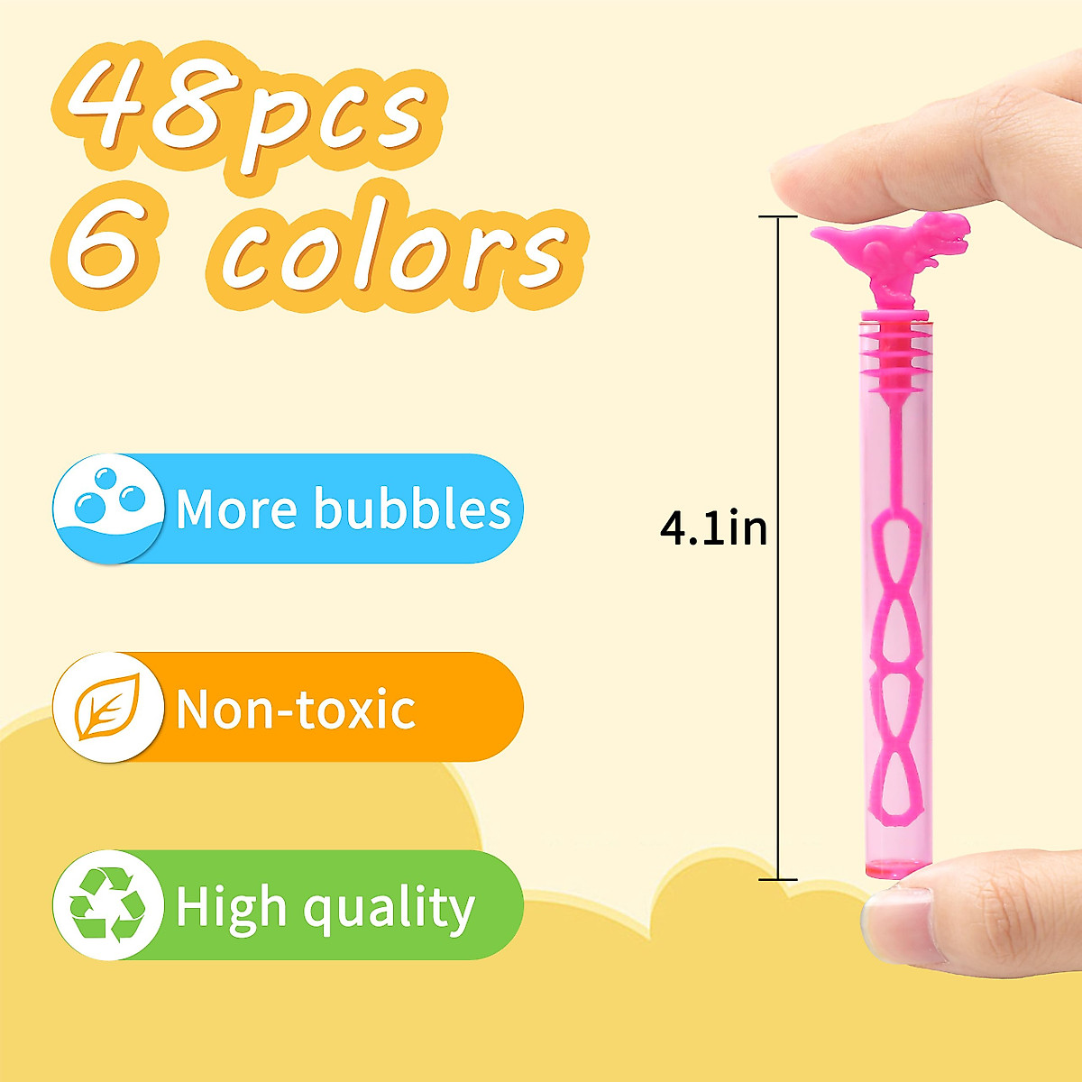 Birthday Carnival Bubble Makers Toy - 48 Pcs Dinosaur Bubble for Kids Celebration Stuffers Supplies, Bubbles Bulk for Spring Summer Outdoor Activity, Mini Bubble Wands Assortment Party Favors Present