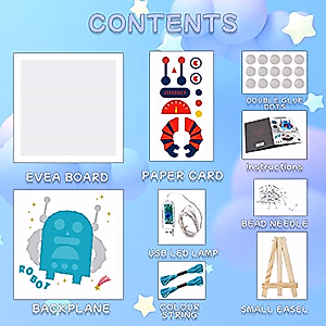 VNVDFLM DIY Robot Art kit for Kids，Robot Making Kit for Boys,DIY Art Craft Night Light,DIY Robot kit for Kids,4-5 Year Old boy Toys,Birthday Gift Children's Day Gift for Girls Boys Kids