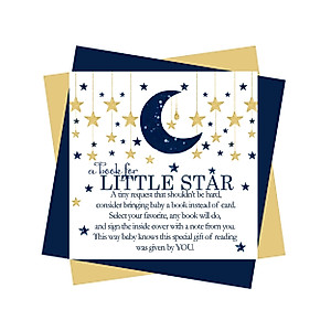 Twinkle Little Star Books for Baby Shower Cards, Invitation Inserts Boys Book Request, Bring Book Instead of Cards Poem, Cute Storybook-Theme Ideas, 25 Pack