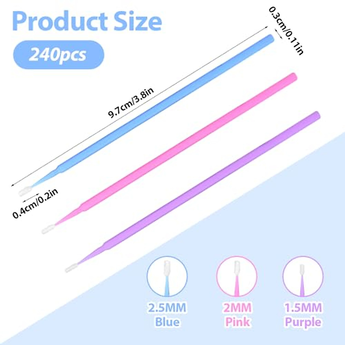 240Pcs Touch Up Paint Brushes Repair Ultra-Fine Paint Brushes for Automotive Paint Chip Repair,Disposable Micro Paint Chip Applicators for Detailing Clearance Cleaning (Length: 4IN Tips:1.5/2/2.5MM)