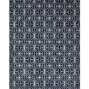 Unique Loom Uptown Collection by Jill Zarin Collection Geometric Modern Navy Blue Area Rug (8' 0 x 10' 0)