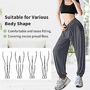 ASIMOON Grey Sweatpants for Women with Pockets Lightweight Loose-Fitting Jogger Pants Drawstring Running Workout Harem Pants