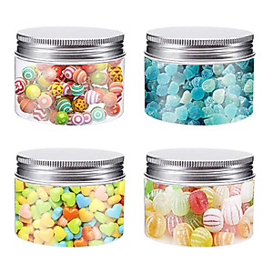 Bekith 20 Pack 4 Ounce Clear Plastic Storage Jars Containers With Screw-on Lids, Refillable BPA Free Small Round Slime Containers for Kitchen & Household Storage