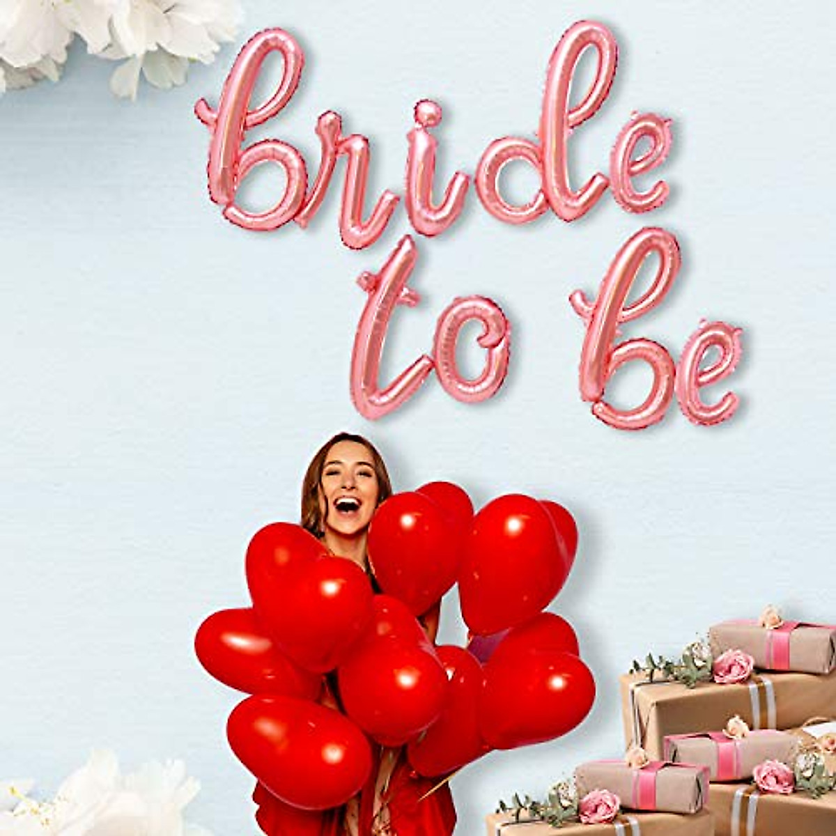 Bride To Be Letter Balloons - Big Rose Gold Bride To Be Banner In Cursive / Script Letters | Great For Bachelorette Party Decorations / Bridal Shower Decor | Bride To Be Foil Mylar Balloon