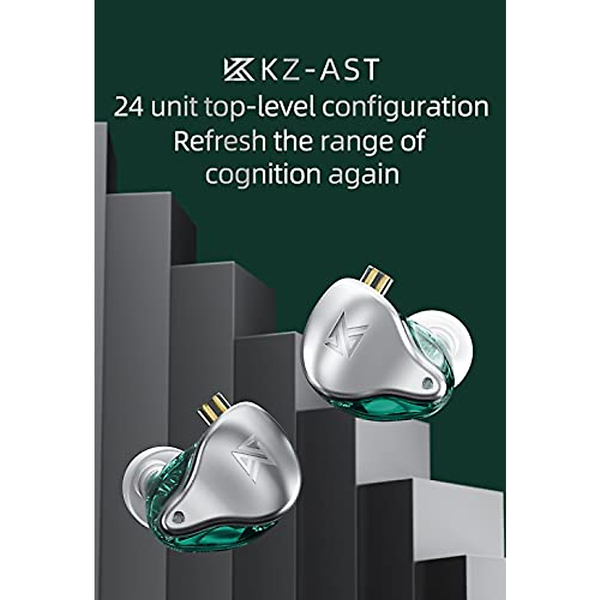KZ-AST in-Ear Monitors, 24BA Top-Level Configuration HiFi Stereo Earphones, Lightweight Noise Isolating Stage IEM Wired Earbuds/Headphones for Musician Audiophile (with Mic, Black)