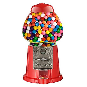 Mini Gumball Machine - Premium Vintage Candy Dispenser with Glass Globe, Metal Base, and Free Spin Coin Mechanism by Great Northern Popcorn (Red)