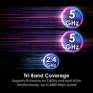 MSI Radix AX6600 WiFi 6 Tri-Band Gaming Router, AI QoS, 1.8GHz Quad-Core Processor, MU-MIMO, Tri Band Gigabit Wireless, 8-Stream, High Speed Long Range Gaming Router