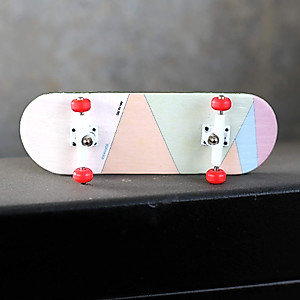 Noahwood Wooden Fingerboard Complete ((Noah Team 5-Layer Maple handmade Deck 33mmx98mm, NW King WhiteTrucks 33mm, NW II Red Wheels) (Born for PRO)