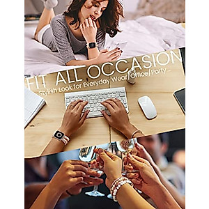 JR.DM Rose Gold Bracelet Beaded Watch Bands for Women Compatible with Apple Watch 38mm 40mm 41mm Handmade Elastic Stretch Watch Band, Fashion Dressy Cute Watch Strap for iWatch Series 8 7 6 5 4 3 2 1 SE