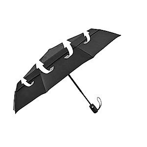 Brookstone Compact Umbrella with Flashlight for Dark Nights,Weather Resistant, Water Proof ,Light and Portable for Purse,Car,Backpack, Travel Size, Fits in Bag,Convenient & Led Flashlight, Automatic button to open and rotatable shaft handheld for easy gri