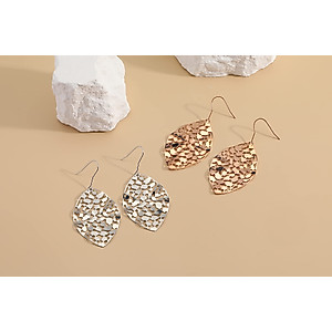 Cyan Birdee Leaf Dangle Earrings for Women Gold-plated Filigree Dropping Lightweight Fashion Jewelry, Mother's Day Gift (Rose Gold Leaf)