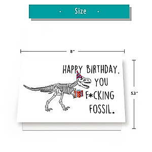 VvOoOvV Funny Birthday Card Gifts for Men Women, Cute Dinosaur Birthday Cards from Grandson Granddaughter for Grandparents, Humor Getting Older Bday Gift for Him Her, Happy Birthday You Fossil